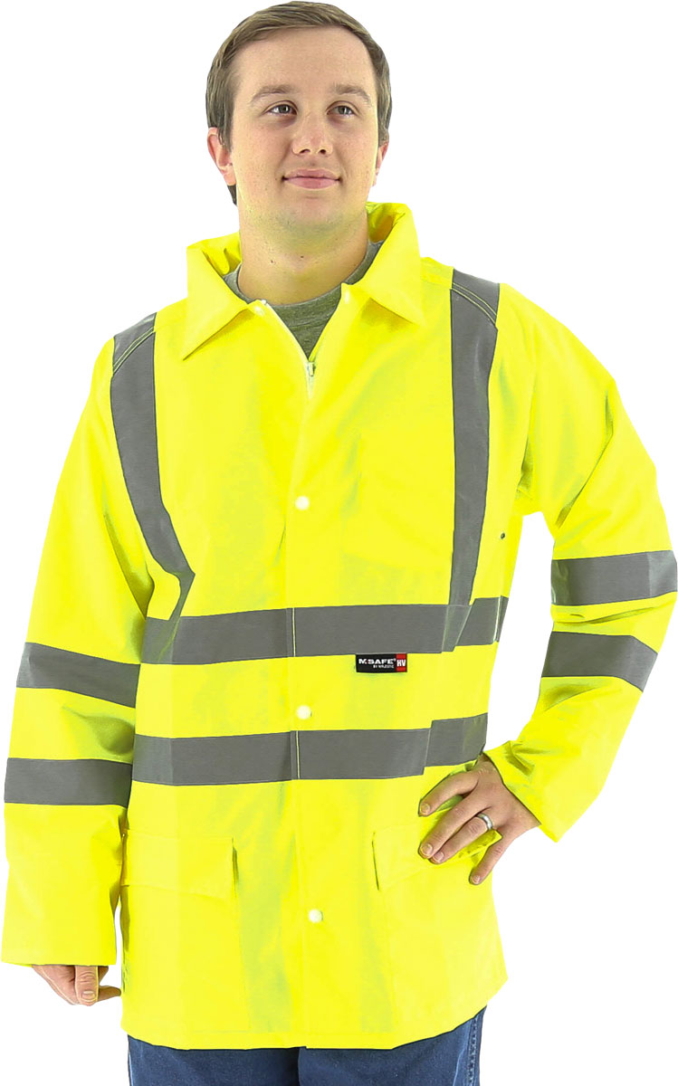 Majestic 75-1351 Hi-Viz Waterproof Rain Jacket, ANSI 3